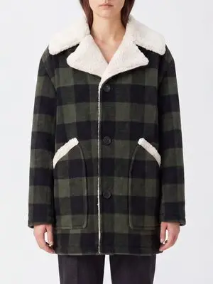 N° 21 Short Check Wool-blend Coat With Faux-fur Collar