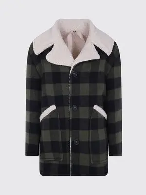 N° 21 Short Check Wool-blend Coat With Faux-fur Collar