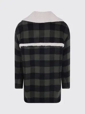 N° 21 Short Check Wool-blend Coat With Faux-fur Collar