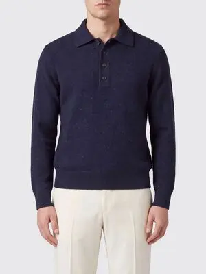 Eleventy Long-sleeved Knitted Wool Polo Shirt With 4-button Placket