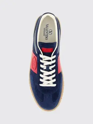 Valentino Garavani Upvillage Suede And Calfskin Low-top Trainers With Vlogo - Blue