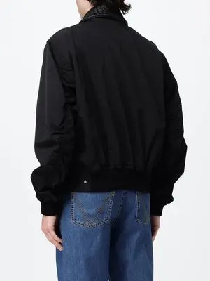 Bottega Veneta Cotton Shirt Jacket With Woven Leather Collar