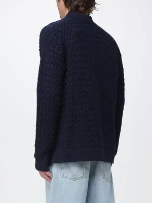 Bottega Veneta Relaxed Fit Long Sleeve Knitted Wool Polo Shirt - Blue