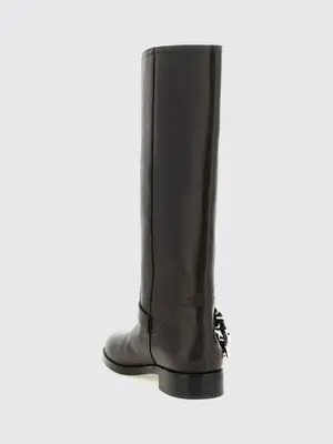 Pinko Knee-high Biker Boots In Smooth Leather - Black 1