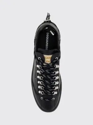 Dsquared2 Rebels Embossed Logo Smooth Calf Leather Trainers - Black