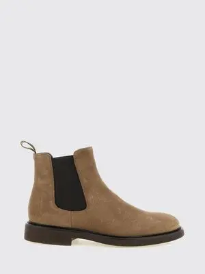DOUCAL'S Suede Chelsea Boots With Rear Pull Tab - Beige