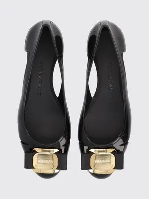 FERRAGAMO Ballet Flats With Gancini Buckle - Black