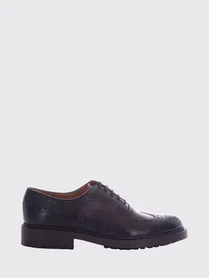 DOUCAL'S Smooth Calfskin Brogue Derby Shoes With Rubber Sole - Dark