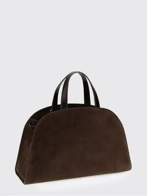 Tory Burch Romy Leather And Suede Tote Bag With Metal Double T Logo