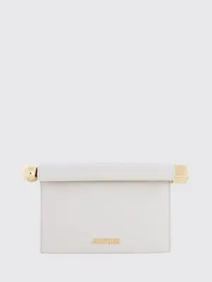 Jacquemus Rond Carré Rigid Lambskin Mini Clutch With Lettering Logo - Ivory