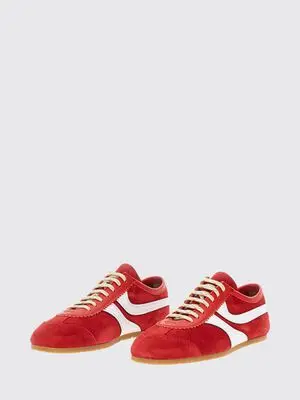 Dries Van Noten Two-tone Suede And Smooth Leather Low-top Sneakers - Red