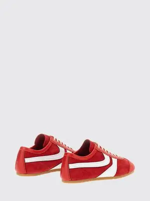 Dries Van Noten Two-tone Suede And Smooth Leather Low-top Sneakers - Red