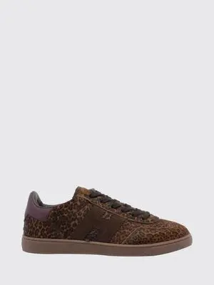 Hogan Leopard Print Pony Hair Sneakers With Side H Logo