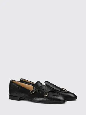 DOUCAL'S Deerskin Double Monk Strap Shoes With Raised Moc-toe - Black