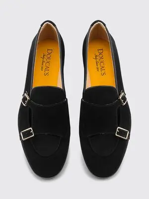 DOUCAL'S Double Monk Strap Loafers - Black