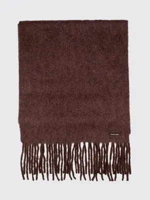 GOLDEN GOOSE Rectangular Alpaca Wool Blend Scarf With Fringed Edges - Brown