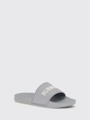 Burberry Rubber Slides With Contrasting Lettering Logo - Grey