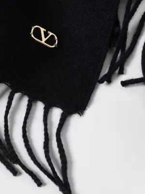 Valentino Garavani Vlogo Signature Pure Cashmere Scarf With Fringed Edges