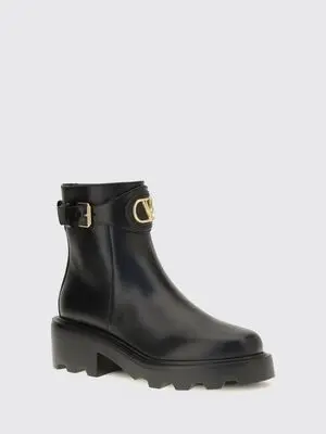 Valentino Garavani Leather Ankle Boots With Buckle Detail