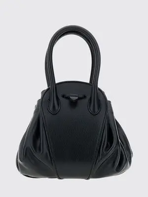 Marni Small Flared Buffalo Leather Handbag With Double Handle And Drawstring - Black