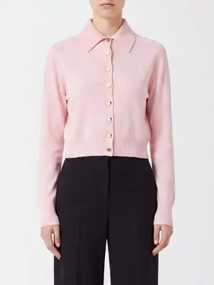 Sportmax Virgin Wool Polo Cardigan With Metallic Buttons - Pink