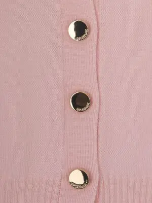 Sportmax Virgin Wool Polo Cardigan With Metallic Buttons - Pink