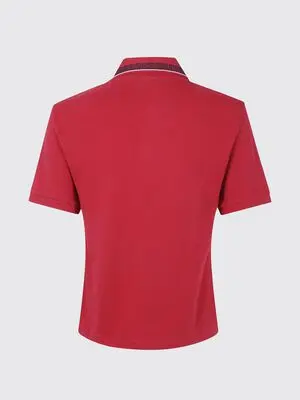Versace Slim Fit Cotton Polo Shirt With Contrast Logo And Piping
