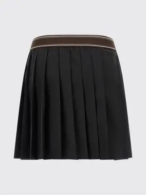Versace Pleated Wool And Mohair Mini Skirt With High Logo Waistband