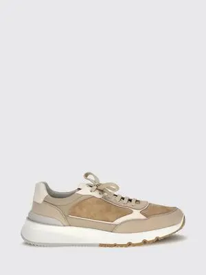 Brunello Cucinelli Bi-suede And Leather Low-top Sneakers With Serrated Sole - Beige