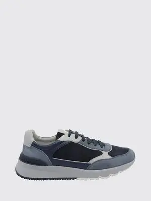 Brunello Cucinelli Lace-up Suede And Leather Sneakers - Blue