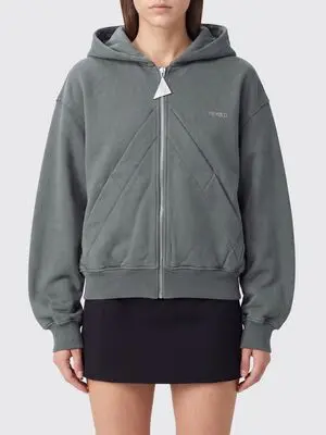 Attico Oversized Zip-up Cotton Hoodie With Contrast Logo