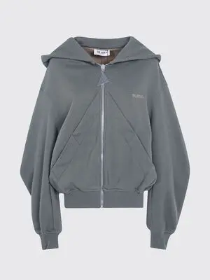 Attico Oversized Zip-up Cotton Hoodie With Contrast Logo