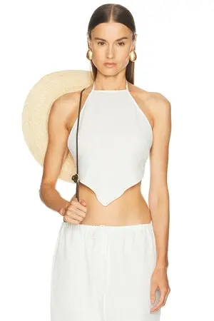 SRG Halsey Halterneck Cropped Top - Ivory