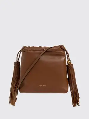 Etro Kalispera Mini Bucket Bag In Lambskin Leather With Tassels - Brown