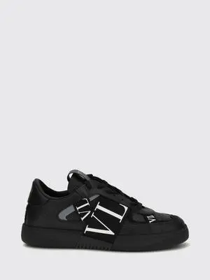 Valentino Garavani Vl7n Smooth Calf Leather Sneakers With Printed Logo - Black