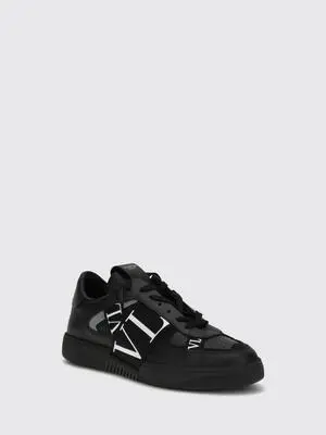 Valentino Garavani Vl7n Smooth Calf Leather Sneakers With Printed Logo - Black