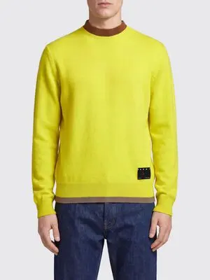 Marni Slim Fit Cashmere Crewneck Jumper With Contrast Trims - Yellow