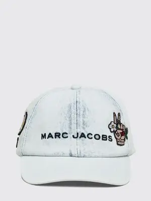 Marc Jacobs Cotton Denim Baseball Cap With Embroidered Logo - Gnawed Blue
