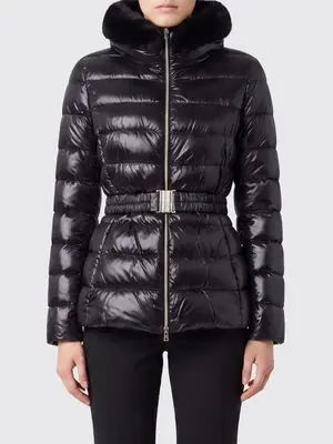 Herno Slim Fit Quilted Nylon Puffer Jacket With Fur Collar And Belt