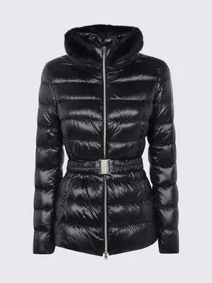 Herno Slim Fit Quilted Nylon Puffer Jacket With Fur Collar And Belt
