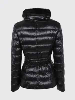 Herno Slim Fit Quilted Nylon Puffer Jacket With Fur Collar And Belt