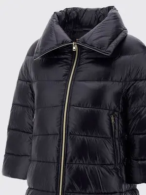 Herno Long Quilted Nylon Puffer Coat With Funnel Neck And Zip Closure