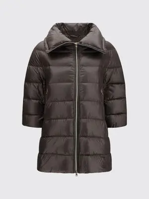 Herno Long Quilted Nylon Puffer Coat With Funnel Neck And Zip Closure - Grey