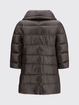 Herno Long Quilted Nylon Puffer Coat With Funnel Neck And Zip Closure - Grey