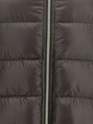 Herno Long Quilted Nylon Puffer Coat With Funnel Neck And Zip Closure - Grey