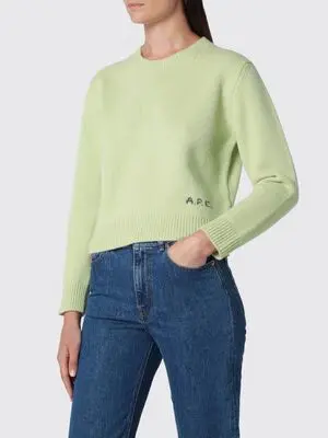 A.p.c. Anna Wool Crewneck Jumper With Embroidered Logo - Green