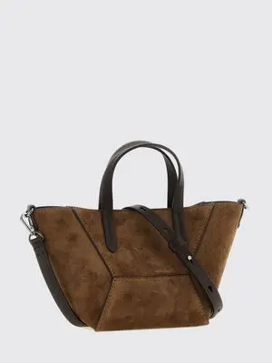 Brunello Cucinelli Small Suede Handbag With Monili Embellishment - Brown