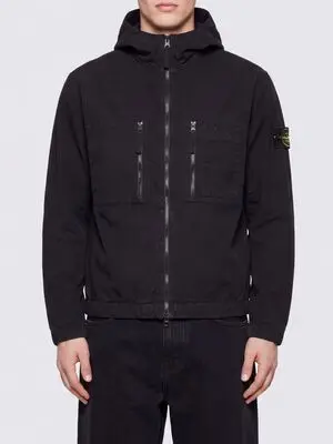 Stone Island Ripstop Nylon Hooded Bomber Jacket With Compass Logo - Black