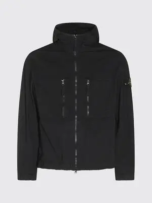 Stone Island Ripstop Nylon Hooded Bomber Jacket With Compass Logo - Black