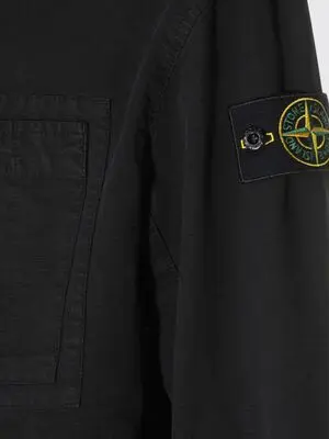 Stone Island Ripstop Nylon Hooded Bomber Jacket With Compass Logo - Black